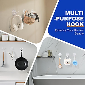 Artressel Suction Cup Hooks - 5 Pack Large Water-Resistant Shower Hooks, Heavy Duty Reusable Wreath Hanger Suction Hooks for Glass Window, Door, Bathroom, Kitchen, Hold Up to 13 Lbs