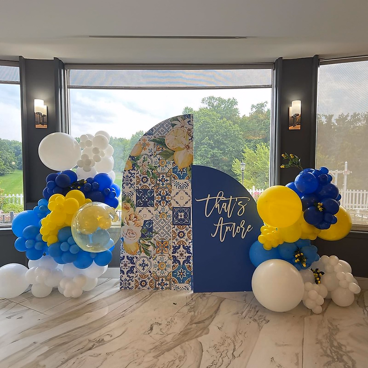 Blue and Yellow Balloon Arch Kit, 105 PCS Royal Blue White Yellow Balloon Garland Kit Yellow Light Blue Latex Party Balloons for Baby Shower Anniversary Birthday Wedding Graduation Party Decorations