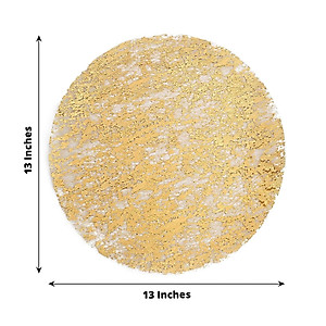 Efavormart 10 Pack | 13" Metallic Gold Luminous Mesh Foil Table Placemats, Round Shiny Polyester Dining Mats