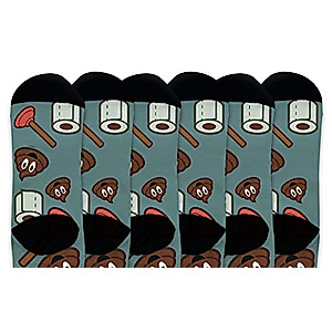 ThisWear Practical Joke Gifts for Women and Men TP and Poop Socks Funny Accessories 6-Pair Novelty Crew Socks