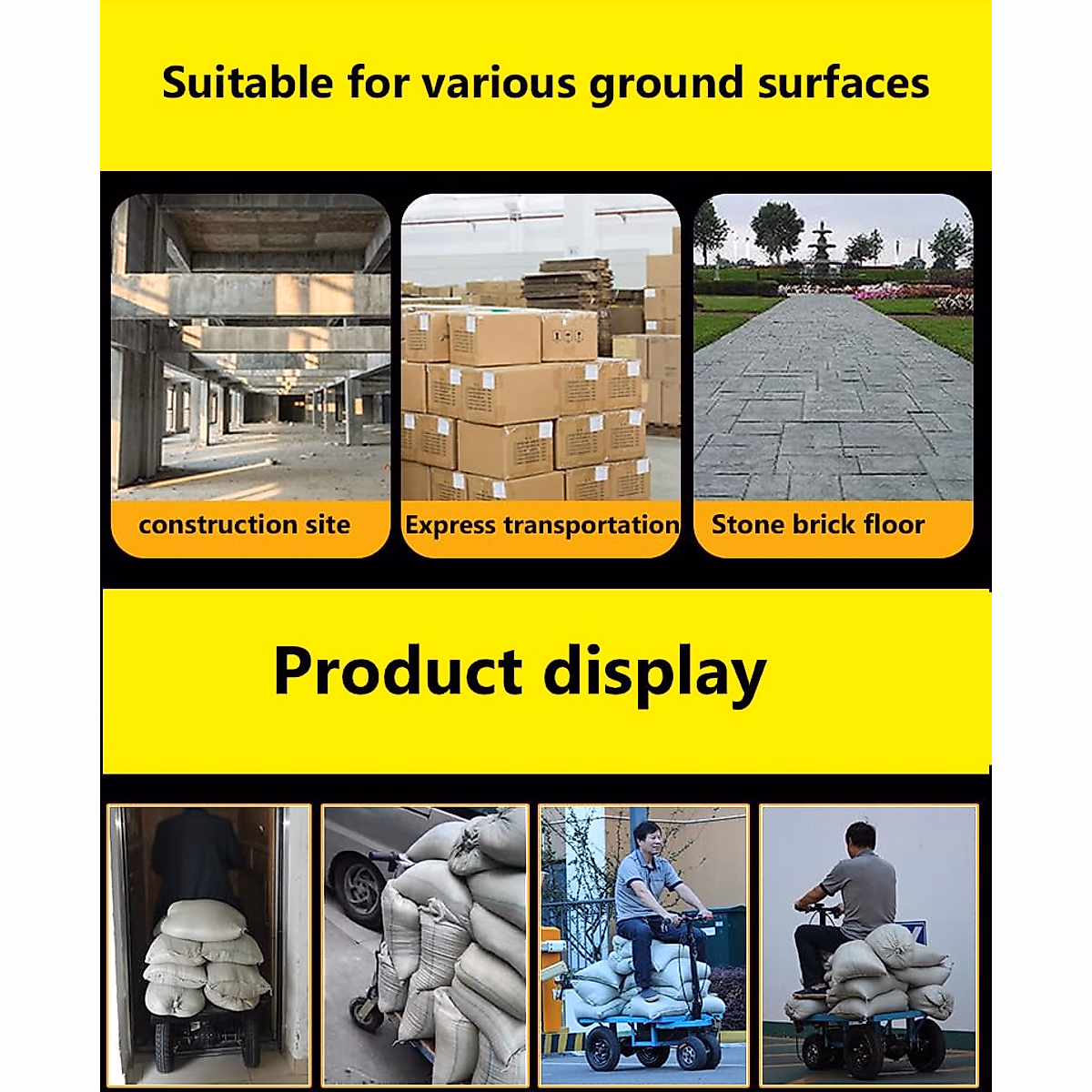 SwAcch Commercial Electric Products Platform Truck Motorized, Heavy Duty Table Cart Dolly, Pallet Truck Dolly, Large Capacity Foldable Rideable Electric Tow Tractor with Platform,1300lb
