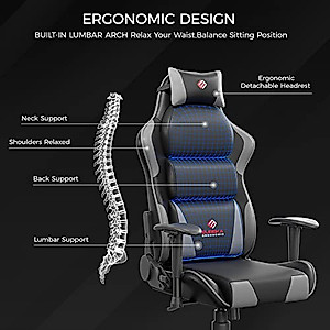 EUREKA ERGONOMIC Z60 Gaming Desk with Led Lights, 60 Inch Large RGB Gaming Computer Desk with Hector High Back Gaming Chair Grey for Home Office Work Study Writing with Mouse Pad