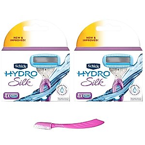 Schick Hydro Silk For Women Refill 5curve Sensing Blades, 8count with Eyebrow Razor 1count