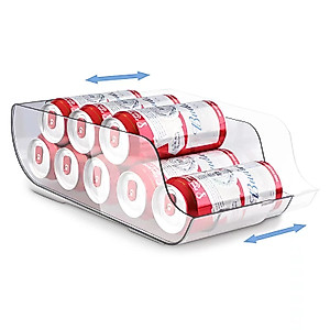 PSNSPOEL Expandable Soda Can Organizer, Drink Beverage Refrigerator Holder Dispenser Bin for Fridge, Freezer, Cabinets, Countertop, Pantry - Clear Plastic Kitchen Canned Food Storage