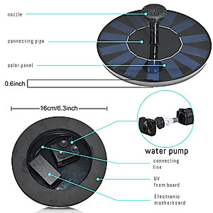 OUISJYER Solar Bird Bath Fountain Pump, Outdoor Decor Solar Fountain Pump for Birdbath Ponds, Pool, Fish Tank, Aquarium, Garden