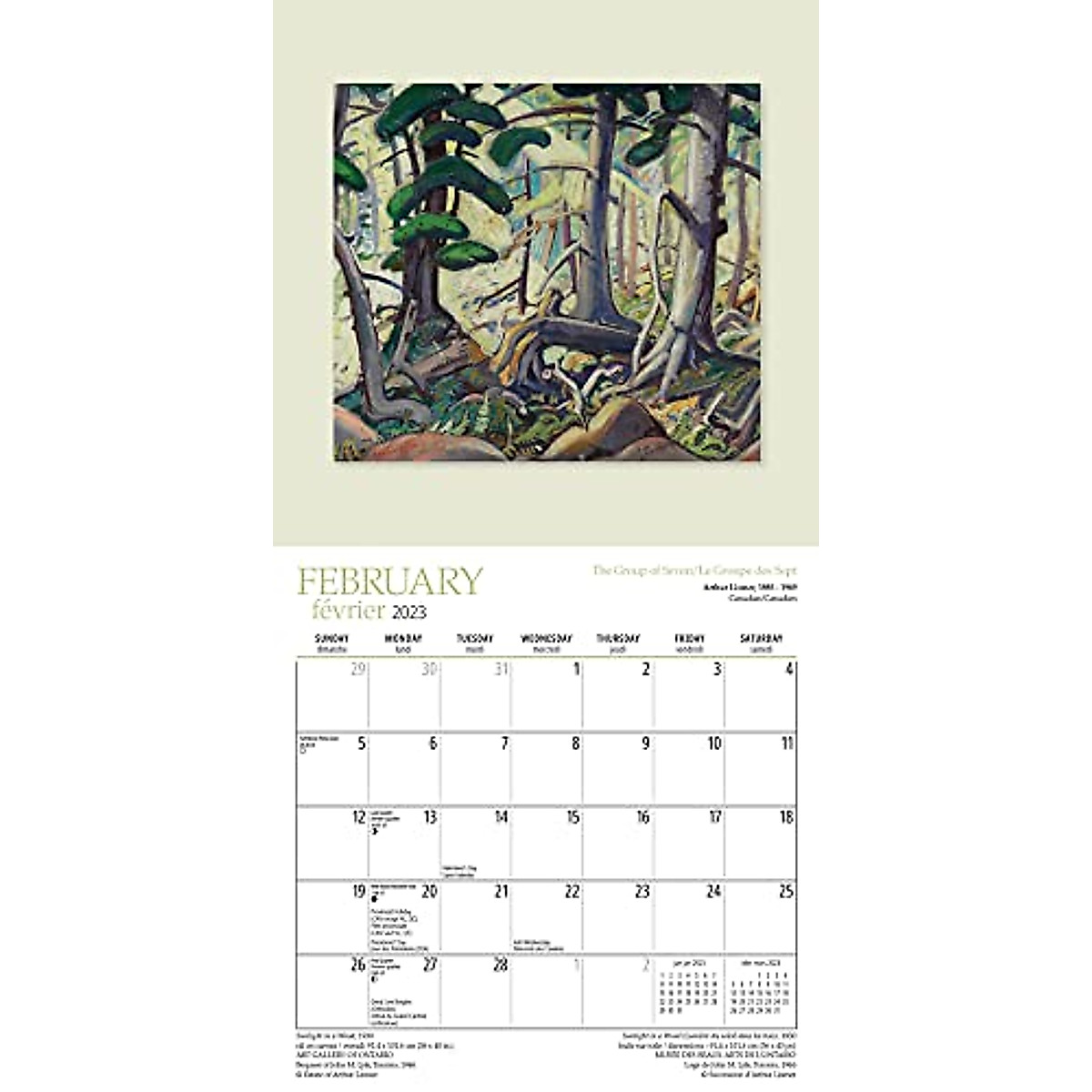 The Group of Seven AGO | 2023 12 x 24 Inch Monthly Square Wall Calendar | English/French Bilingual | Wyman Publishing | Painting Art Gallery Images