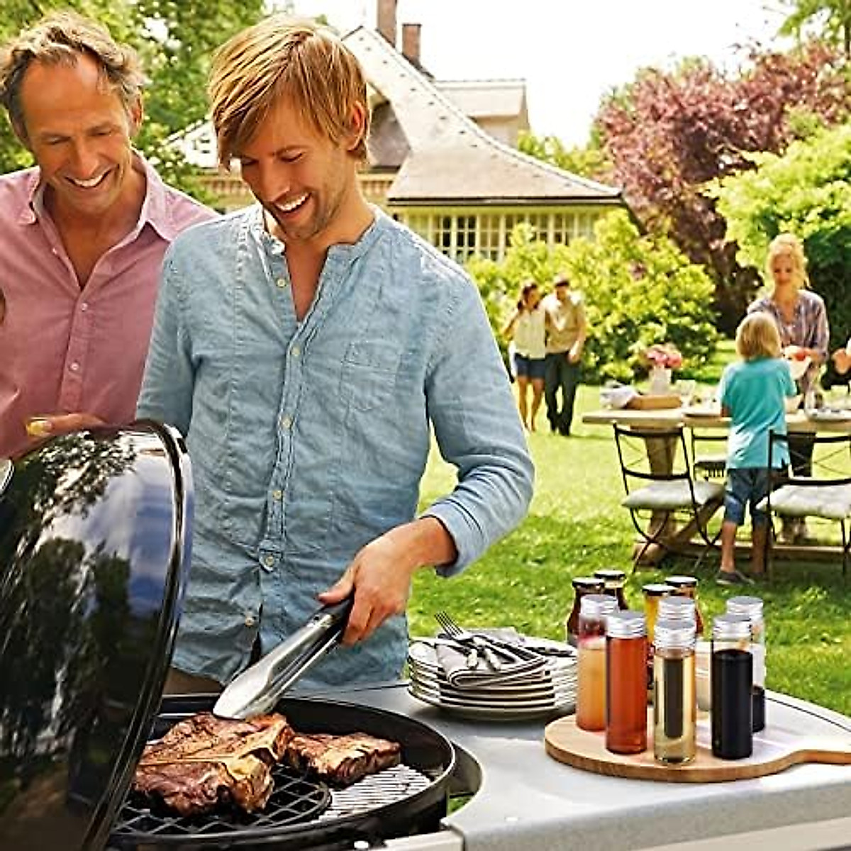 TOBWOLF Portable Spice Bag with 9 Spice Jars, Canvas Seasoning Storage Bag Organizer, Seasoning Bottle Holder with Mini Condiment Bottle, Condiment Container Set for Outdoor Camping BBQ Picnic - Green