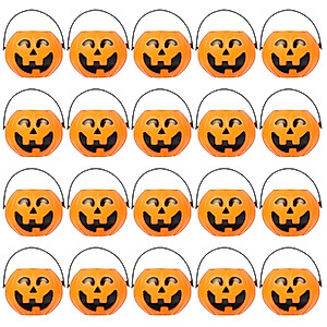NUOBESTY Mini Pumpkin Buckets 20Pcs, Pumpkin Bucket Halloween Orange Pumpkin Pail Decoration Sweet Holder Pumpkin Basket Halloween Decoration - 2.36 x 2.75 inches