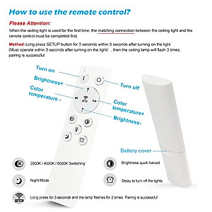 12 Inch 24W Dimmable LED Flush Mount Ceiling Light Fixture with Remote Control, 2800K-6500K Color Changeable, 10%-100% Brightness Adjustable, Flat Modern Round Ceiling Lamp Lights for Bedrooms.etc.