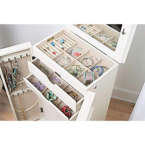 Hives and Honey Cabby Fully Locking Jewelry Armoire, WHITE