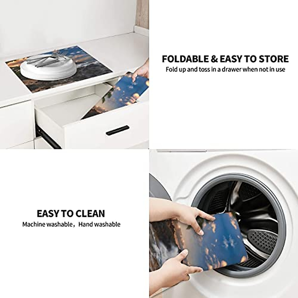 Palm Trees Clouds Tropical Coast Printed Drying Mat For Kitchen Ultra Absorbent Microfiber Dishes Drainer Mats Non-Slip Silicone Quick Dry Pad - 18 X 16inch