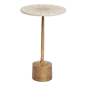 Creative Co-Op 12" R Marble & Metal Sunburst Table with Pedestal Base