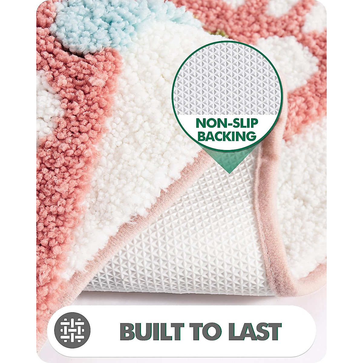 LUMI Area Rug, Shag Ultra-Soft Absorbent Rugs, Washable Non-Slip Backing Cute Carpet, Plush High Pile Floor Mats for Living Room, Kids Room, Bedroom and Nursery Room Decor, 28"x39", Pink Butterfly