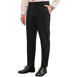 GRACE KARIN Men's Dress Pants Slim Fit Flat Front Business Pants with Pockets Black