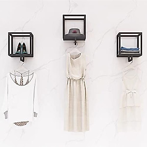 FURVOKIA Metal Garment Racks in Boutique Clothing Stores Display,Wall-Mounted Hanging Potted Plants Clothes Shelf in Home,Towel Rack for Bathroom Storage Shelves (Black, 11.8" L)