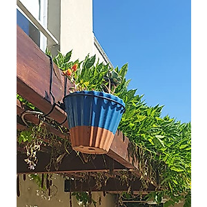 6 Pieces, 6 inches Iron hanging Flower Pot. Metal Plant Wall Hanger, Vertical Garden. Planter Hook Ring, Rail Metal Fence. Indoor and Outdoor. Yard Garden. Wire Trellis. Collapsible Bracket.