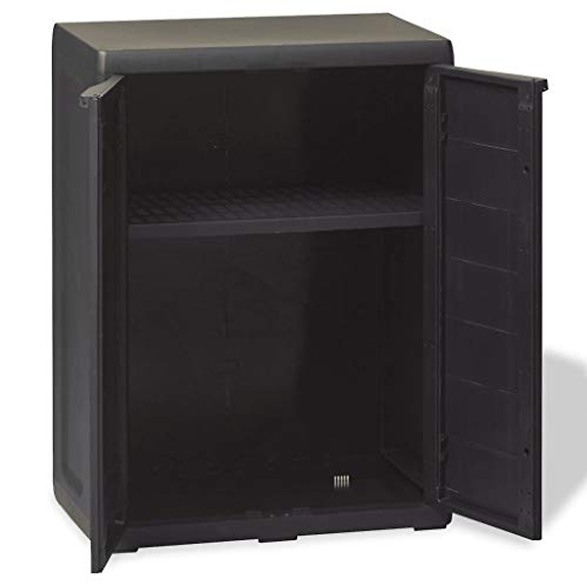 vidaXL Garden Storage Cabinet with 1 Shelf Patio Outdoor Terrace Balcony Tool Organizer Locker Cabinet Furniture Black 25.6"x15"x34.3"