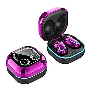 SZYCD Mini LED True Wireless Earbuds for iPhone, Bluetooth 5.1 Headset with Charging Box, TWS Stereo Headphones, Handsfree, Clear Calls, Suitable for Business and Work (Pink)