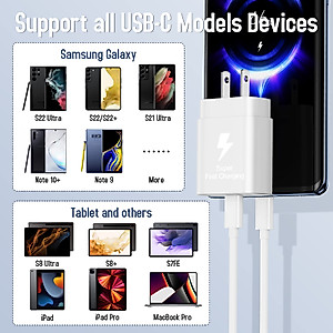 25W USB C Fast Charger for 2021/2020/2018 iPad Pro 12.9/11/10.9 inch 5/4/3/2/1th Generation,iPad Air 5/4th,iPad Mini 6 Gen,iPad Wall Charger Block Adapter and 6ft USB C to C Charging Cable Cord