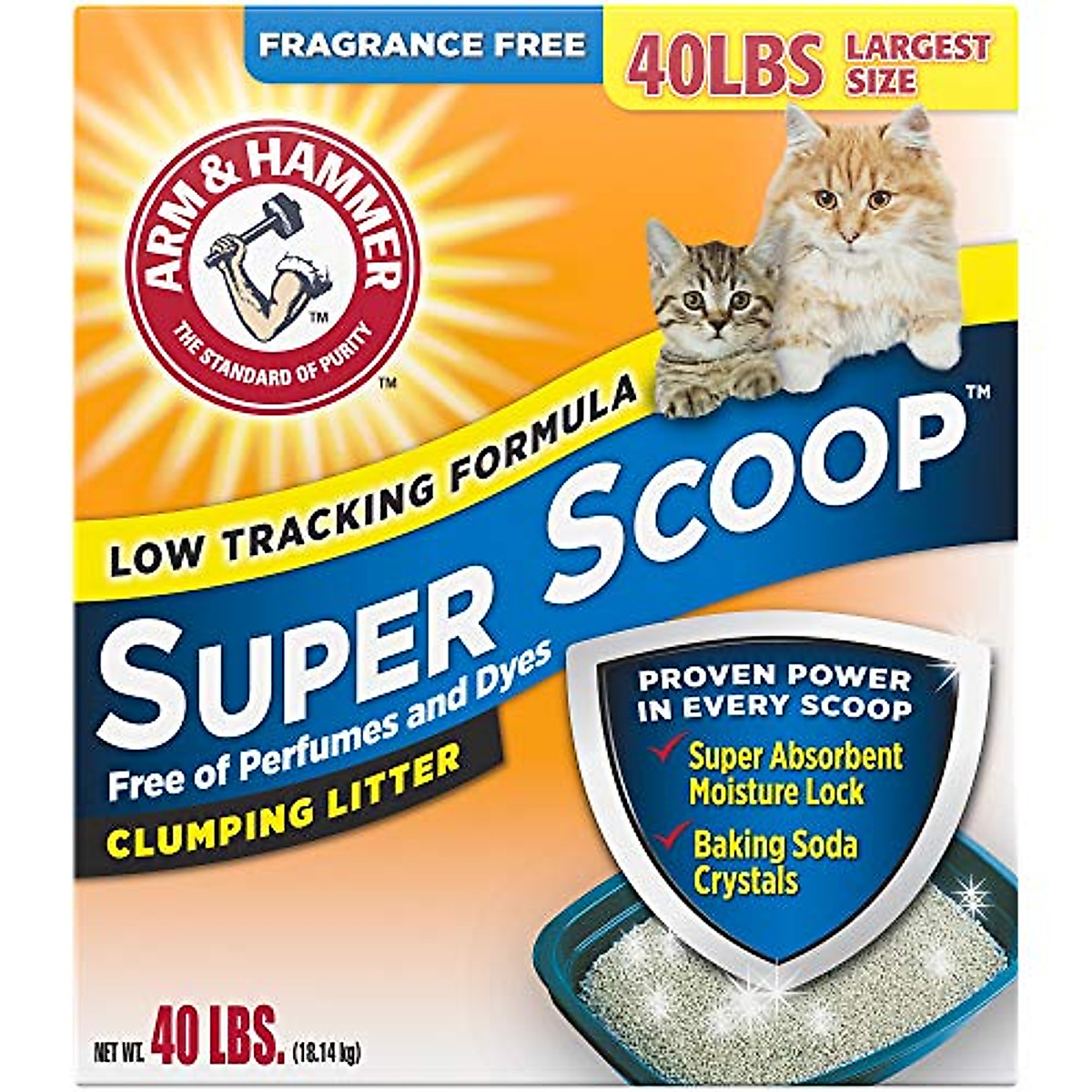 Arm & Hammer Super Scoop Clumping Cat Litter, Fragrance Free 40lb