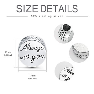 PEIMKO Personalized Photo Charm Fit Snake Bracelet Sterling Silver Customized Picture Round Shape Bead (A-always with you round)