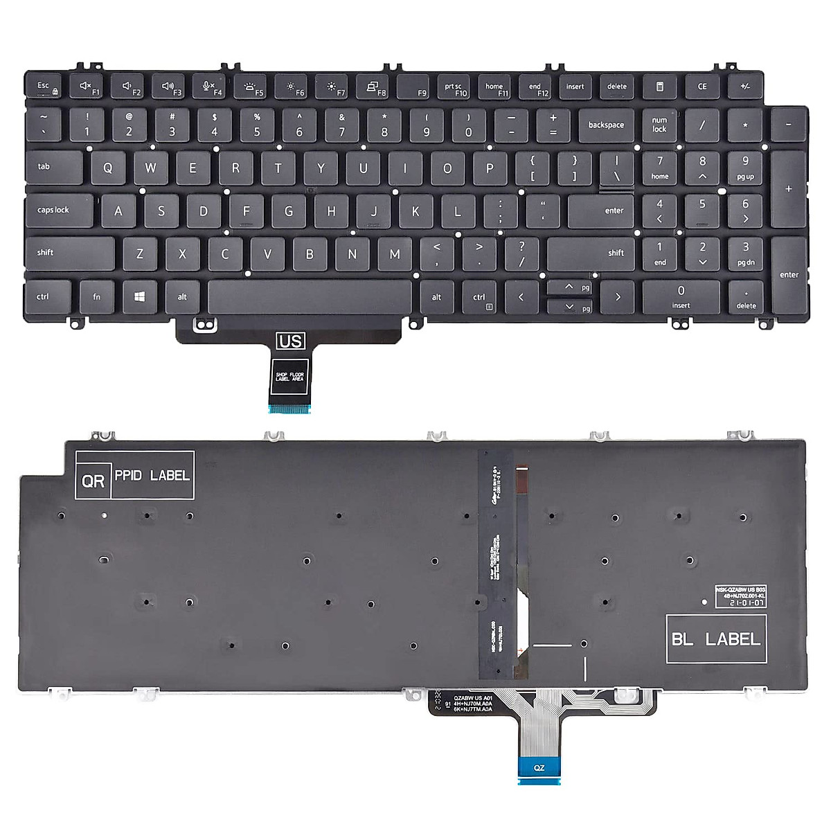Replacement Keyboard for Dell Latitude 5520 5530 5540 5521 5531, Precision 3560 3570 3580 3561 3571 3581 Laptop with Backlit US Layout P/N: N7N16 0N7N16
