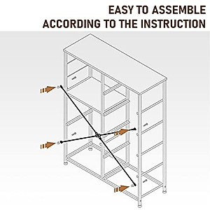 VredHom Fabric Dresser Storage Organizer, 7 Drawers Dresser with Shelves, Storage Dresser Fabric Storage Closets Storage Units Tower Steel Frame Wooden Top for Bedroom, Hallway, Nursery, Entryway