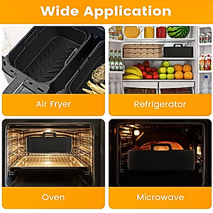 10QT Air Fryer Silicone Liners, 2pcs Rectangular Silicone Airfryer Basket with Heat Proof Gloves, Reusable Air Fryer Accessories for Ninja Dual Zone DZ401/DZ550