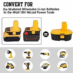 EID for Dewalt 20V to 18V Battery Adapter, 2-Pack DM18D Upgraded Version DCA1820 Converter for Dewalt 18V/20V & for Milwaukee M18 18V Battery to Work for Dewalt 18V Nicad & NiMh Battery Tools