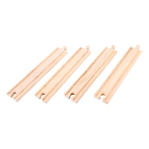 Bigjigs Rail Long Straights (Pack of 4) - Other Major Wooden Rail Brands are Compatible