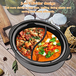 Slow Cooker Divider Liner Fit for 6 QT Pot, Silicone Crock Pot Cooking Liners Insert, Heat Resistant Reusable Slow Cooker Crock Pot Divider Insert, Leakproof & Dishwasher Safe(Black)