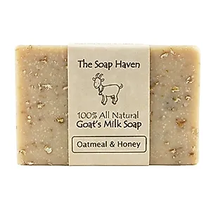 Oatmeal Soap - Pack of 4 Oatmeal & Honey, Goat Milk Soap Bars. All Natural, Unscented Soap - Wonderful for Sensitive Skin and Suitable for All Skin Types. SLS Free, NO Parabens. Handmade in USA.