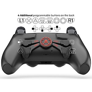 AimControllers Custom PRO Controller compatible with PS5 Console & PC | Custommade Wireless Gaming Controller with 4 Back Remappable Paddles | Gaming Accessories Electronics | Black Matte