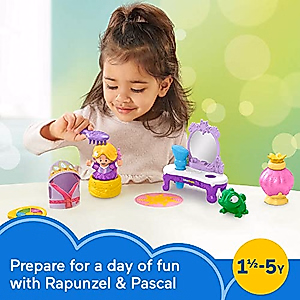 Fisher-Price Little People – Disney Princess Get Ready with Rapunzel, 10-Piece Pretend playset for Toddlers and Preschool Kids Ages 18 Months to 5 Years