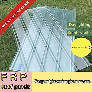 KDDEON 2.2mm Thick FRP Daylighting Panels,Clear Roof Sheet,Transparent Roofing Sheet,Corrugated Roofing Material,Rainproof Board,Sunroom Daylighting Plate,for Canopy Balcony Carport (35x47in,1 PCS)