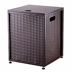 Cecarol Propane Tank Cover Table Hideaway Table for Gas Fire Pits for 20 lbs Propane Tank Outdoor Gas Tank Storage Side Table for Gas Fire Pit Gas Grill Griddle Propane Stoves(Brown)