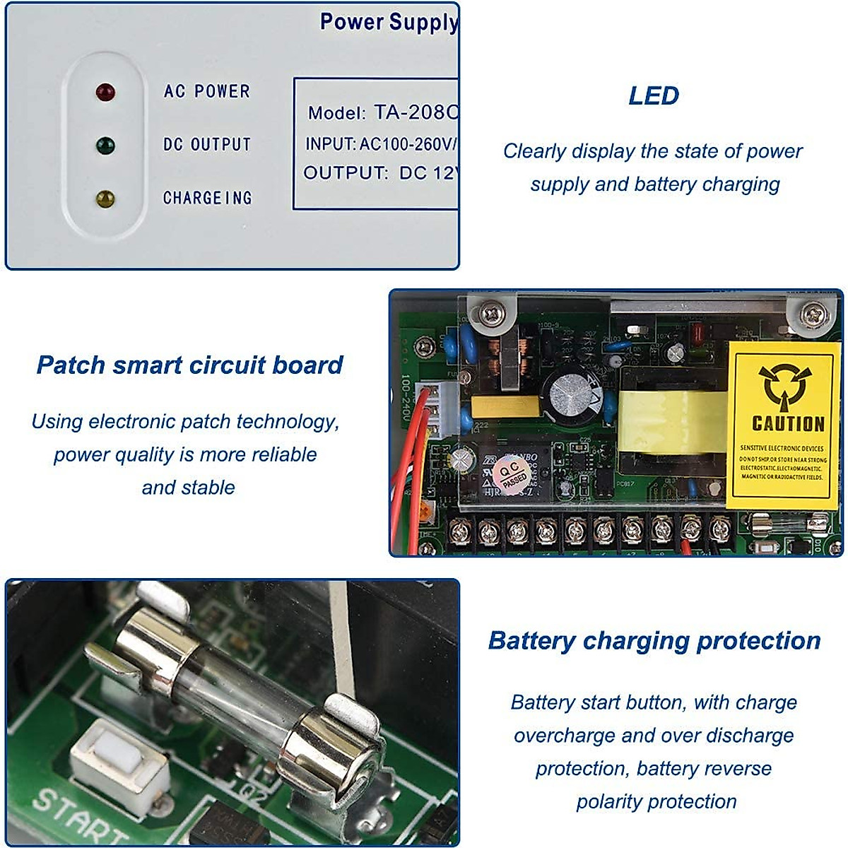 Power Supply Box, 110 to 240VAC to 12VDC Door Access Control System Switching Power Supply Box Security System UPS Variable Frequency Power Supply Box