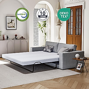 Dyonery 4.5 Inch Queen Memory Foam Sofa Bed Mattress with Fiberglass-Free and Washable Cover for Sleeper Sofa, Couch Beds, Queen Mattress, White (Sofa Not Included)