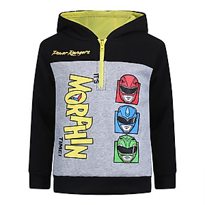 Power Rangers Boys’ Half Zip Up Hoodie for Little Kids - Black