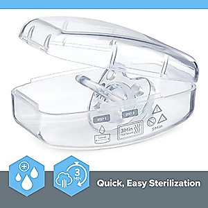 Chicco PhysioForma 100% Soft Silicone One Piece Pacifier for Babies 0-6m, Clear, Orthodontic Nipple, BPA-Free, 2-count in Sterilizing Case