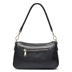 Fashion Shoulder Bag Elegant Women Quality Genuine Leather for Ladies Girl Black