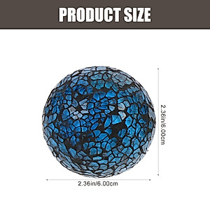 LIFKOME 3pcs Decorative Glass Balls Mosaic Sphere Decorative Orbs Glass Centerpiece Balls for Tray and Bowl Displays Flower Vase Dining Table Decoration Blue Silver