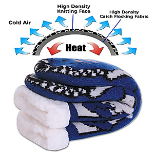 FNOVCO Kids Fuzzy Slipper Socks Toddler Boys Girls Soft Thick Cozy Fluffy Grips Socks Warm Fleece Lined Winter Indoor Non Slip Socks (8-12 Years, Blue Shark)