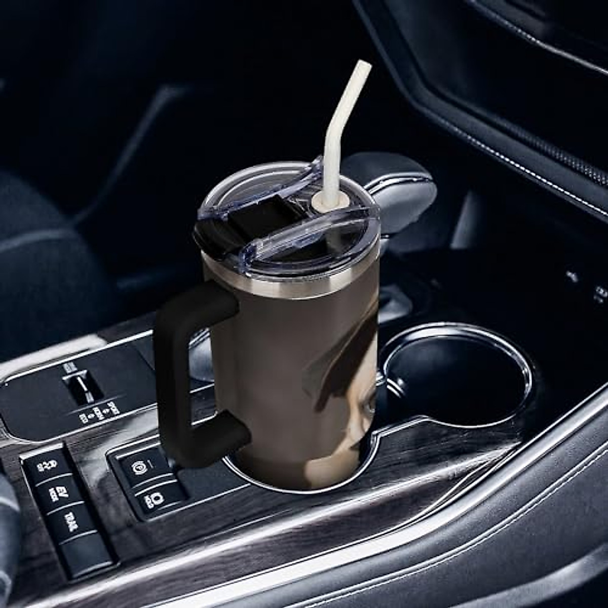 YTLKGFP 40 Oz Large Capacity Car Cup Animal Pug Dog Tumbler with Handle (Black) Straw Lid Insulated Stainless Steel Water Bottle Travel Mug Leak-proof Car Cup Keeps Cold Or Hot