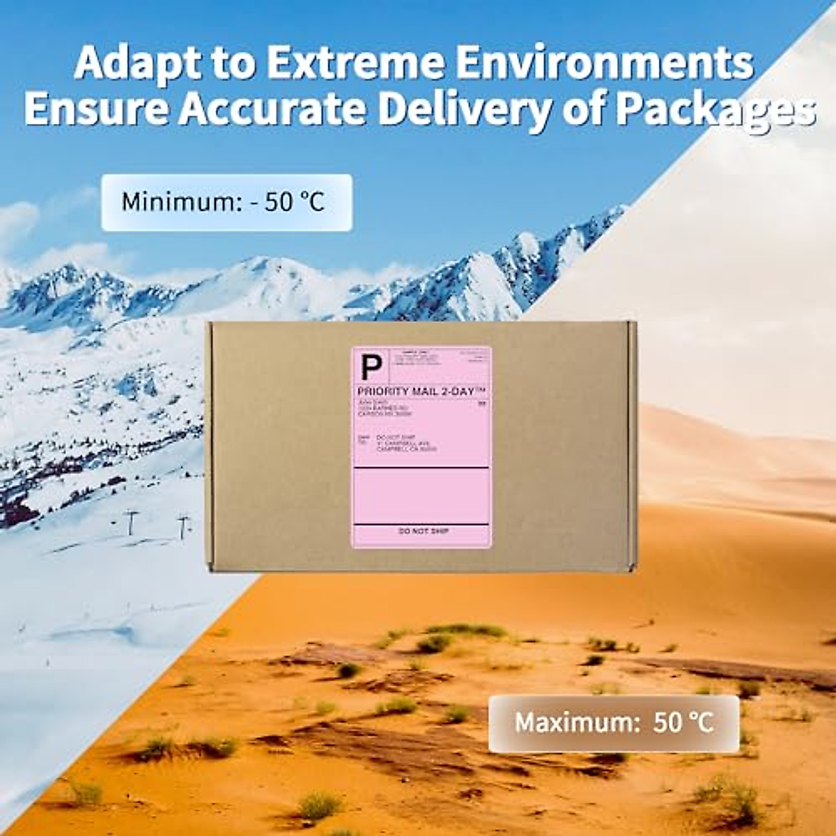 LabelCreate Thermal Label Printer Paper - 500 PCS, 4"x6" Fan-Fold Label Shipping Supplies Labels, Permanent Adhesive Thermal Labels for Small Business Supplies, Pink