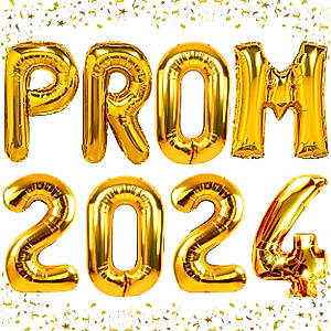 algpty Prom 2024 Balloons Gold 40 Inch Giant - Prom 2024 Decorations Decor for Prom 2024 Party Graduation Decorations Foil Mylar Prom 2024 Balloons Banner Sign for Prom Night Graduation Party