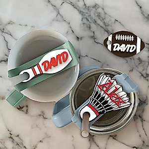 Personalized Sports Tumbler Topper, Baseball, Football, Batsketball Name Plate, Cup Name Tag, Football Tumbler Topper