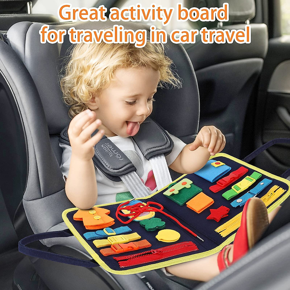 Busy Board Toys for Toddlers, Montessori Toys Gifts for 3-5 Year Old Boys & Girls, Preschool Toddler Activities Educational Travel Toy Learning Basic Dress Skills