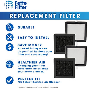 Fette Filter - True HEPA Air Purifier Filters with Activated Carbon Filters Compatible for Potulas Compact Desktop Air Purifier - Pack of 4