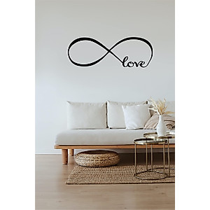Wall Stickers Bedroom Decor Infinity Symbol Word Love Vinyl Art Decal (7'' X 22'', Black)